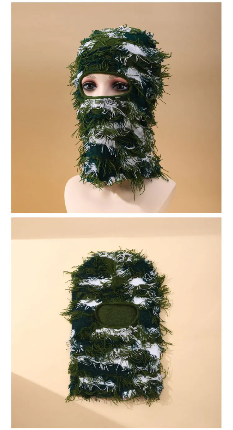 Winter Custom Distressed Designer Balaclava Beanie Hat