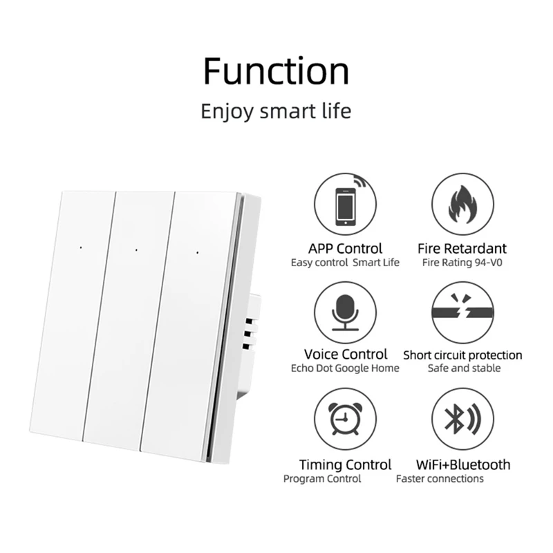 Wireless Smart Touch Control Light Switches Eu Uk 1/2/3 Gang On/off ...