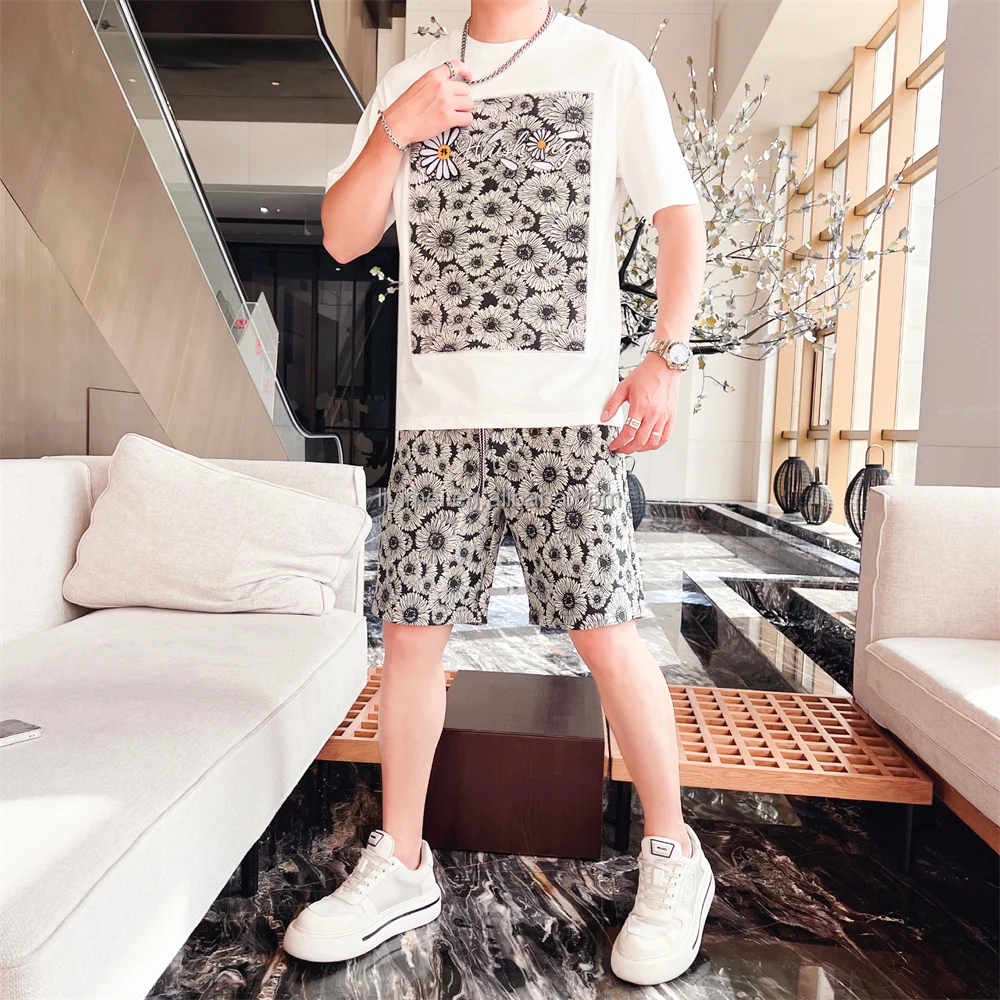 Men's Casual Set 2023 Summer New Print Short Sleeve Shorts Large Sport Two Piece Set - Buy Men's ...