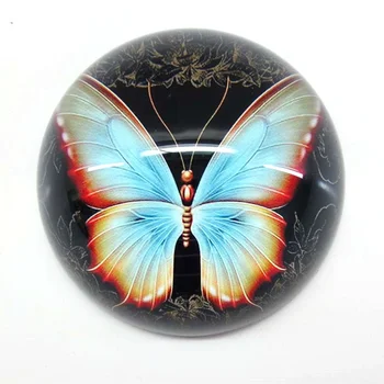 80mm Hemisphere Butterfly Crystal Glass Dome Paperweight For Home ...