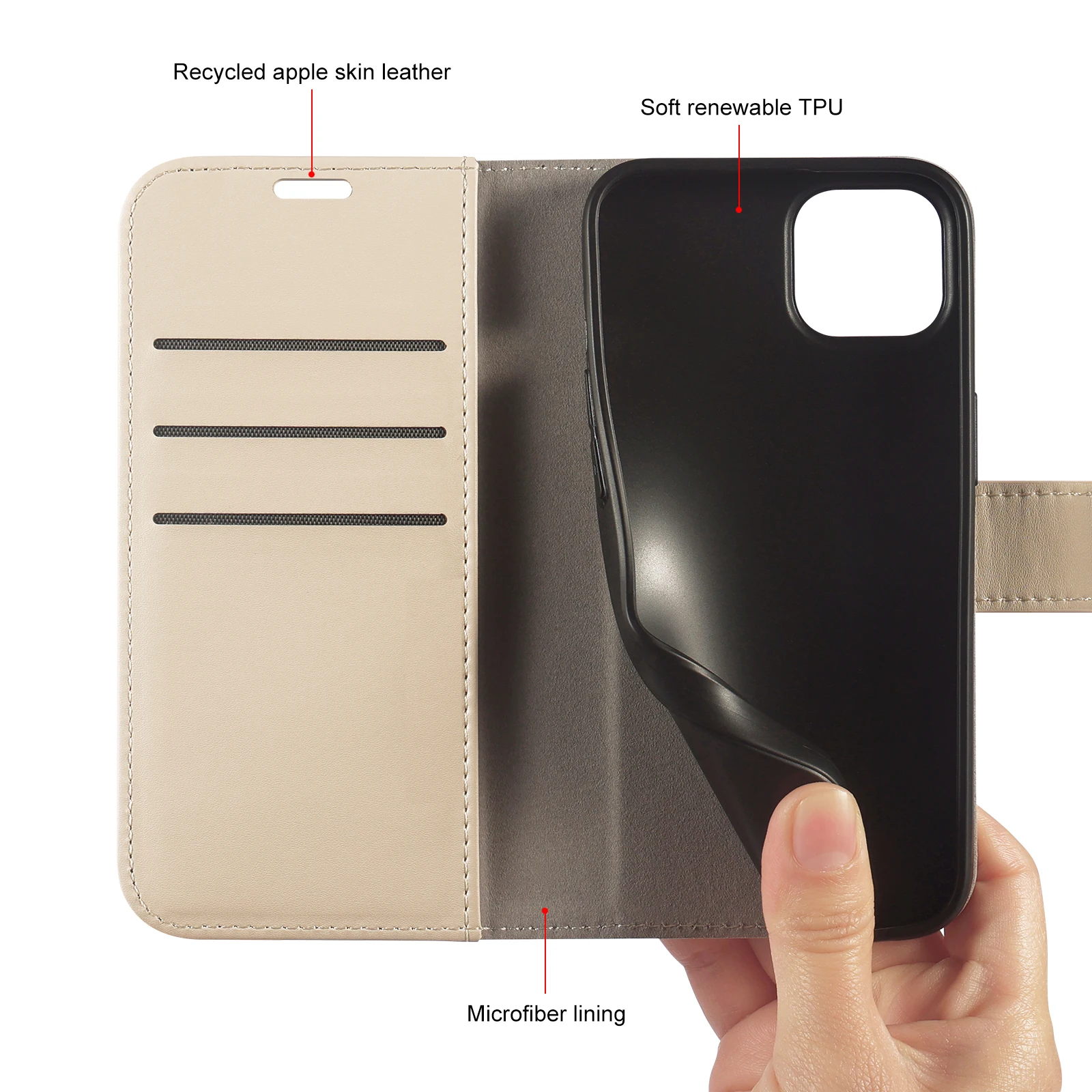 Custom Sustainable Eco Friendly Apple Skin Leather Wallet Vegan Phone ...