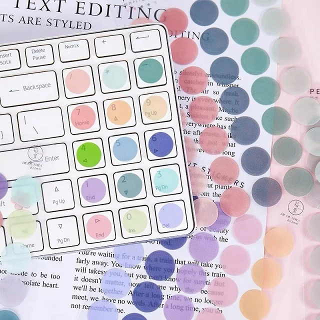 Colour Dot Sticker Translucent Round Circle Dot Bullet Journal Sticker ...