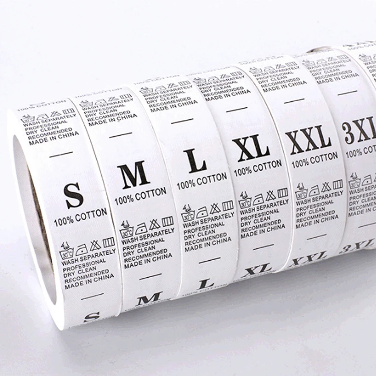 Custom Cotton Fabric Size Label Barcode Printing Washing Label For Baby ...