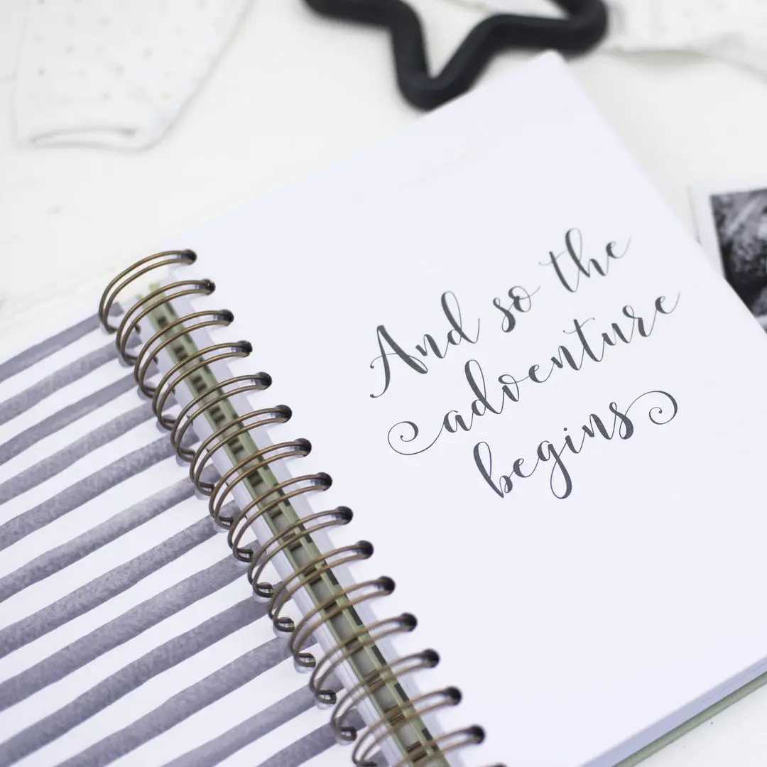 High Quality Custom Print Golden Logo Green Spiral Baby Memory Book And ...