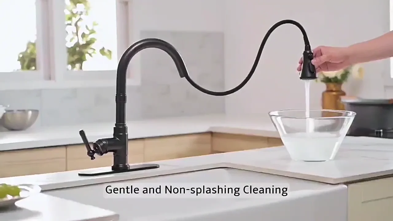 3 Modes Sprayer Single Handle Mixer Deck Mounted Pull Out Kitchen ...