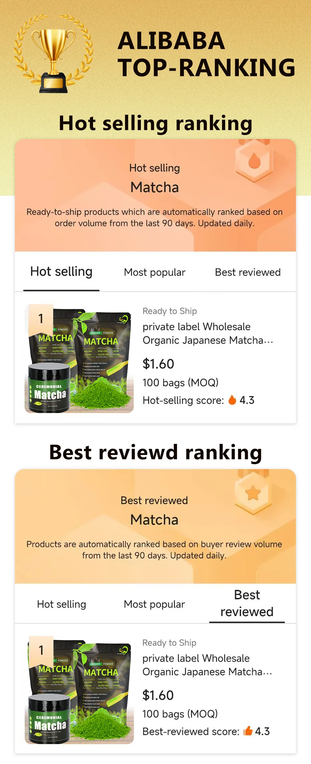 Chinaherbs Quality Pure Matcha Powder Organic Matcha Green Tea ...