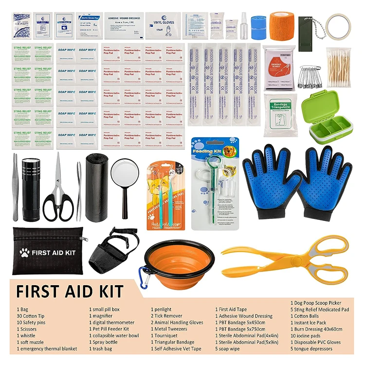 Pet First Aid Kit - 98 PCS Emergency Supplies for Dogs & Cats