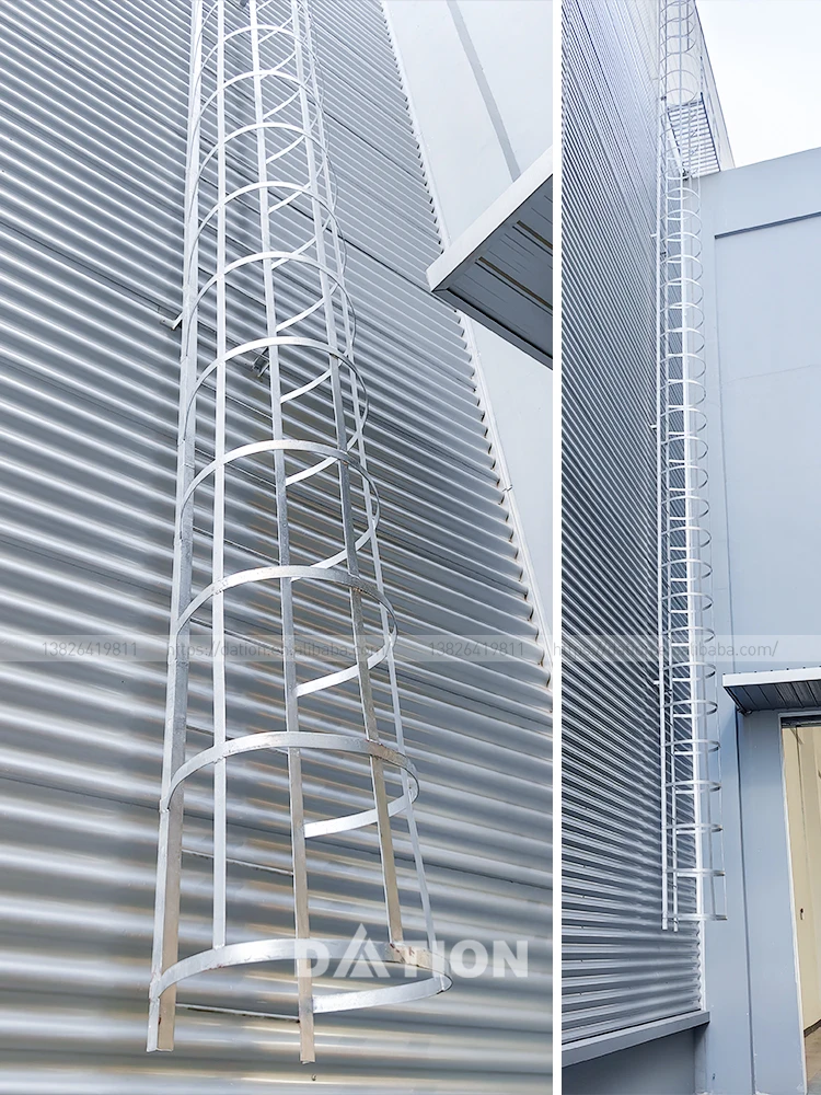 Industrial Outdoor Vertical Cage Ladders Aluminum Material Safety Cat ...