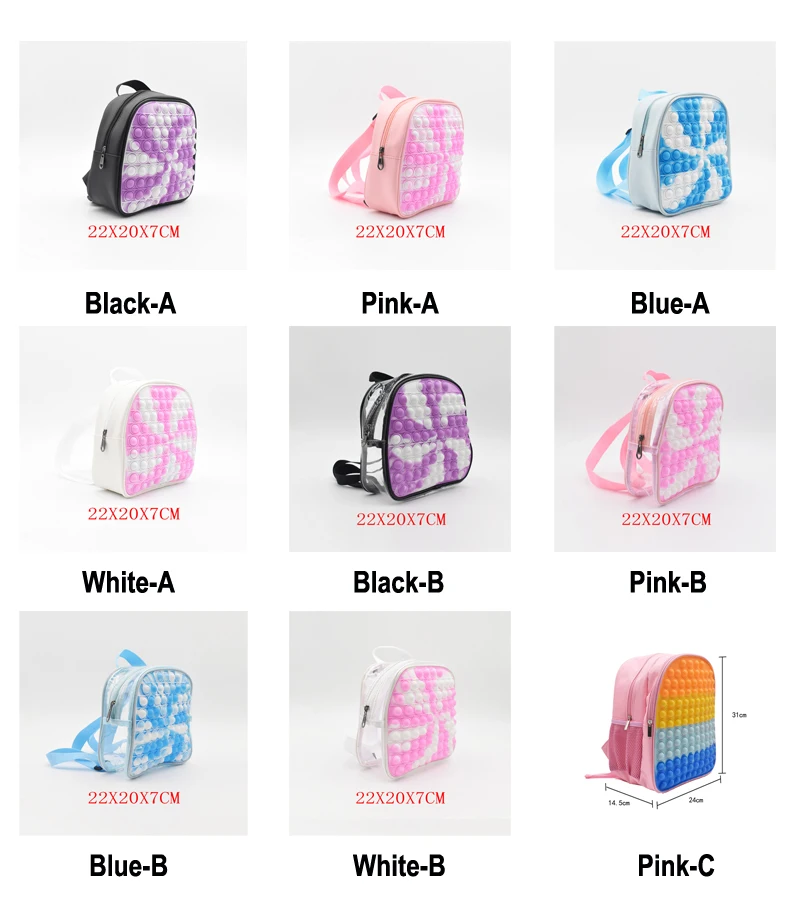 New Arrivals Popular Bubble Sensory Silicone Kids School Bag Pop Fidget ...