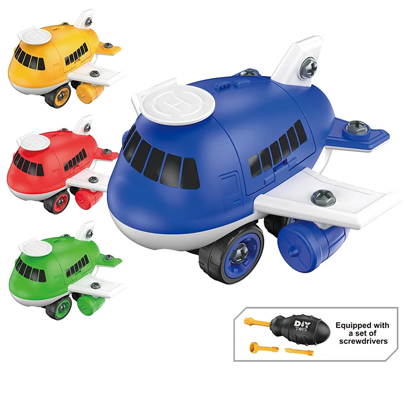3-in-1 Assembly Airplane Set With Small Cars,Screw Traffic Signs And ...