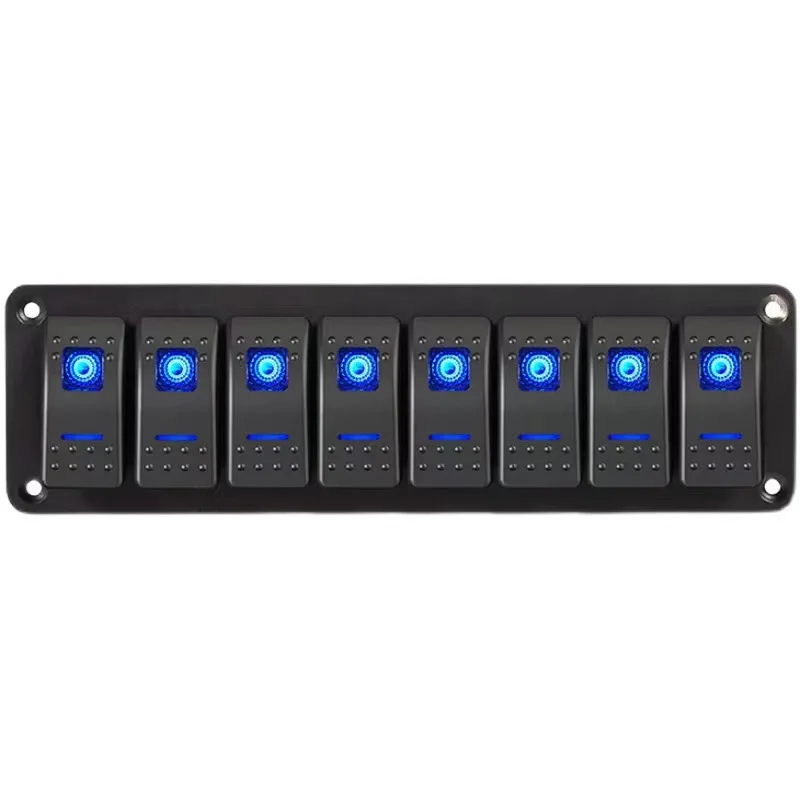 8 Gang Rocker Switch Panel 5pin On Off Toggle Switch Aluminum Holder ...