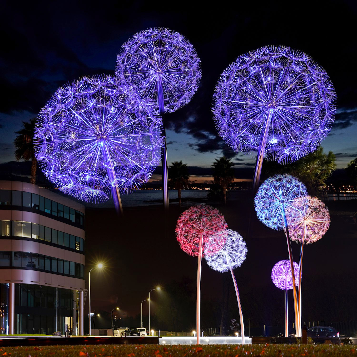 Fiber Optic Outdoor Lights - Colorful LED Dandelion Lights