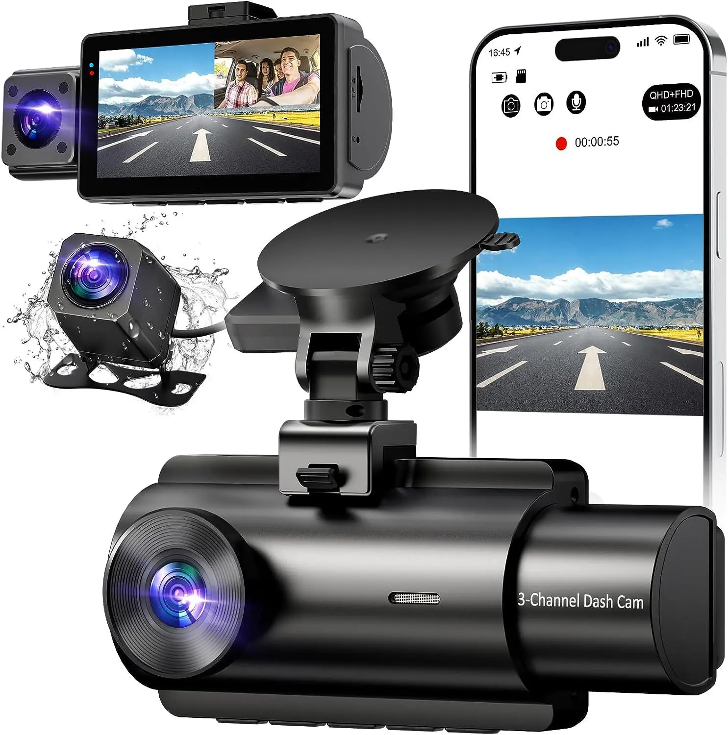 Private Model 3 Channel 4k Dash Cam Front Inside Rear Driving Recorder ...