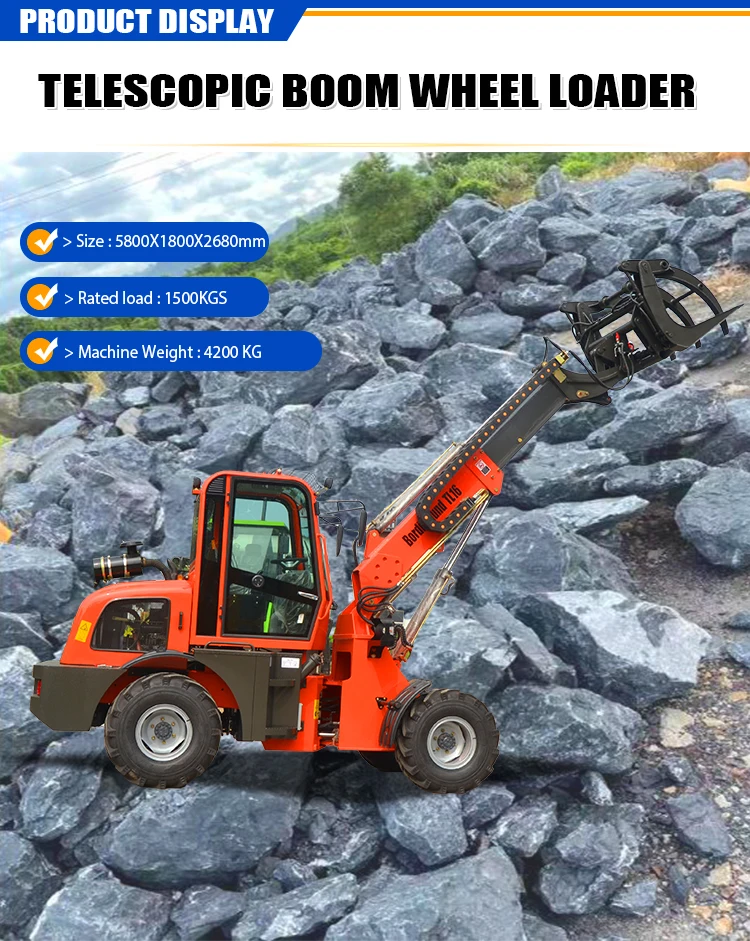 Shovel Front End Loader Mini Telehandler Telescopic Wheel Loader 1.5 ...