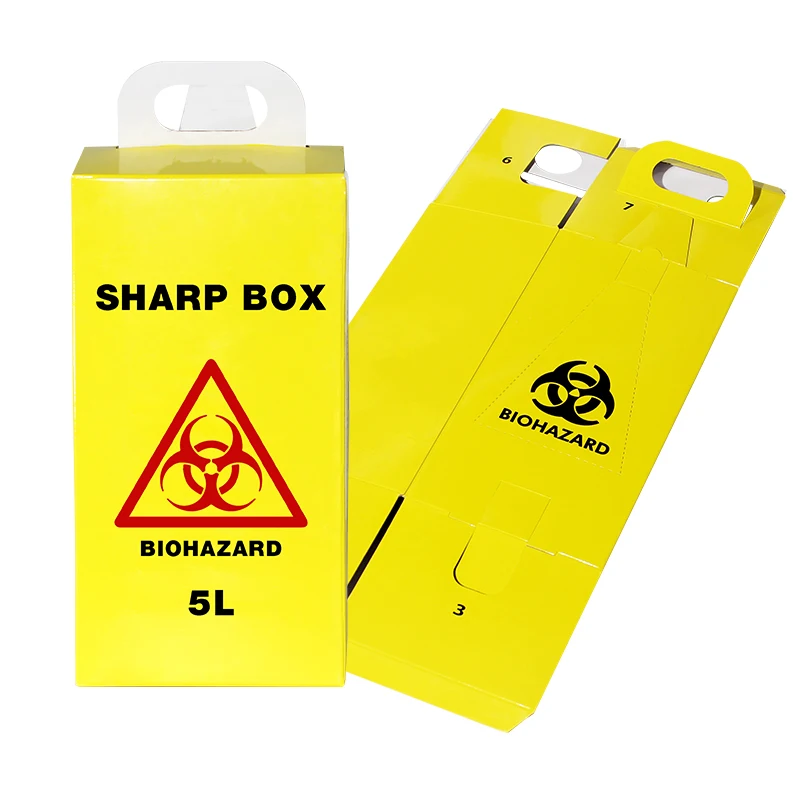 Yurui Disposable safety Box yellow corrugated paper medical waste Sharp ...