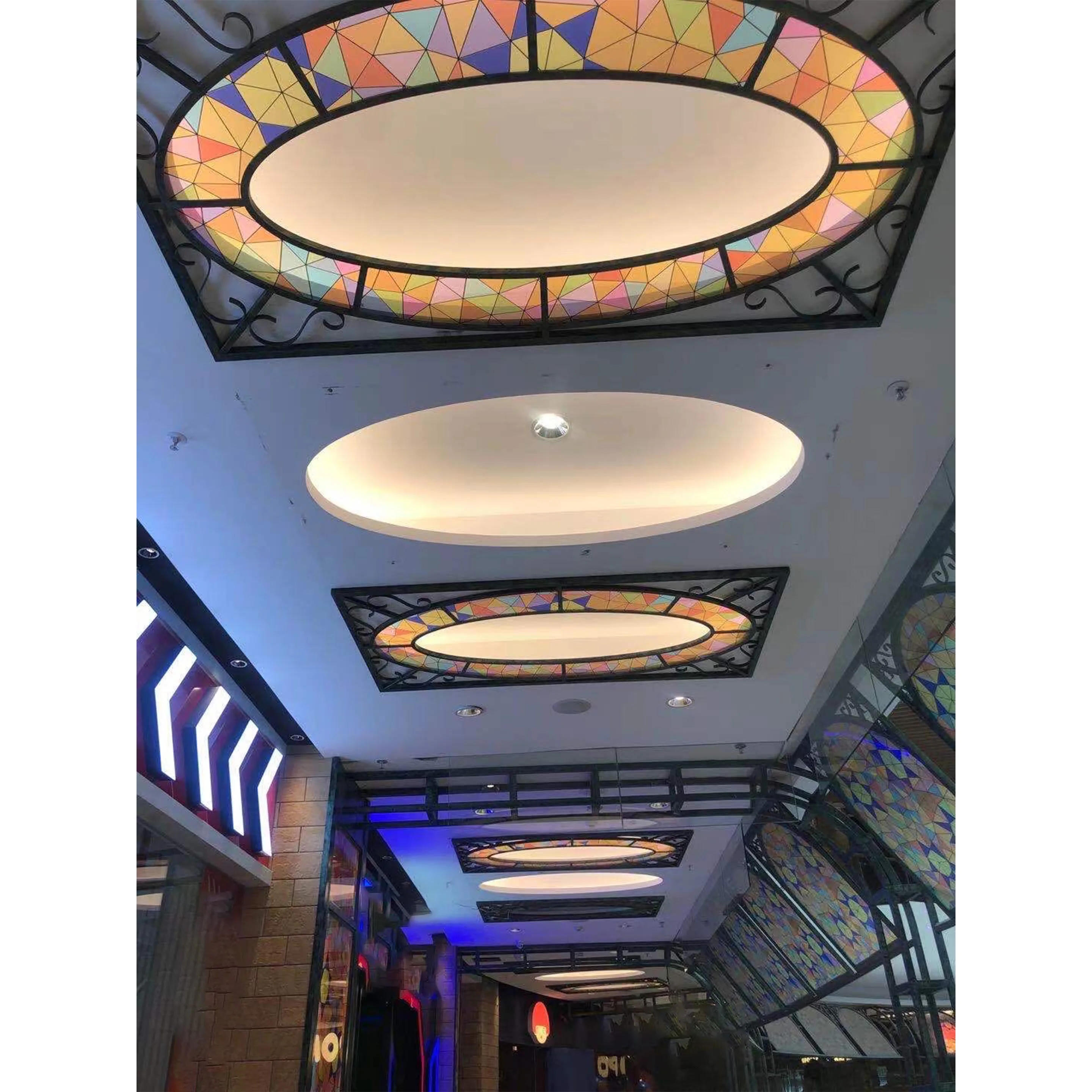 Tempered Art Stained Glass Oval Dome Ceiling Decor Bespoke Safety ...