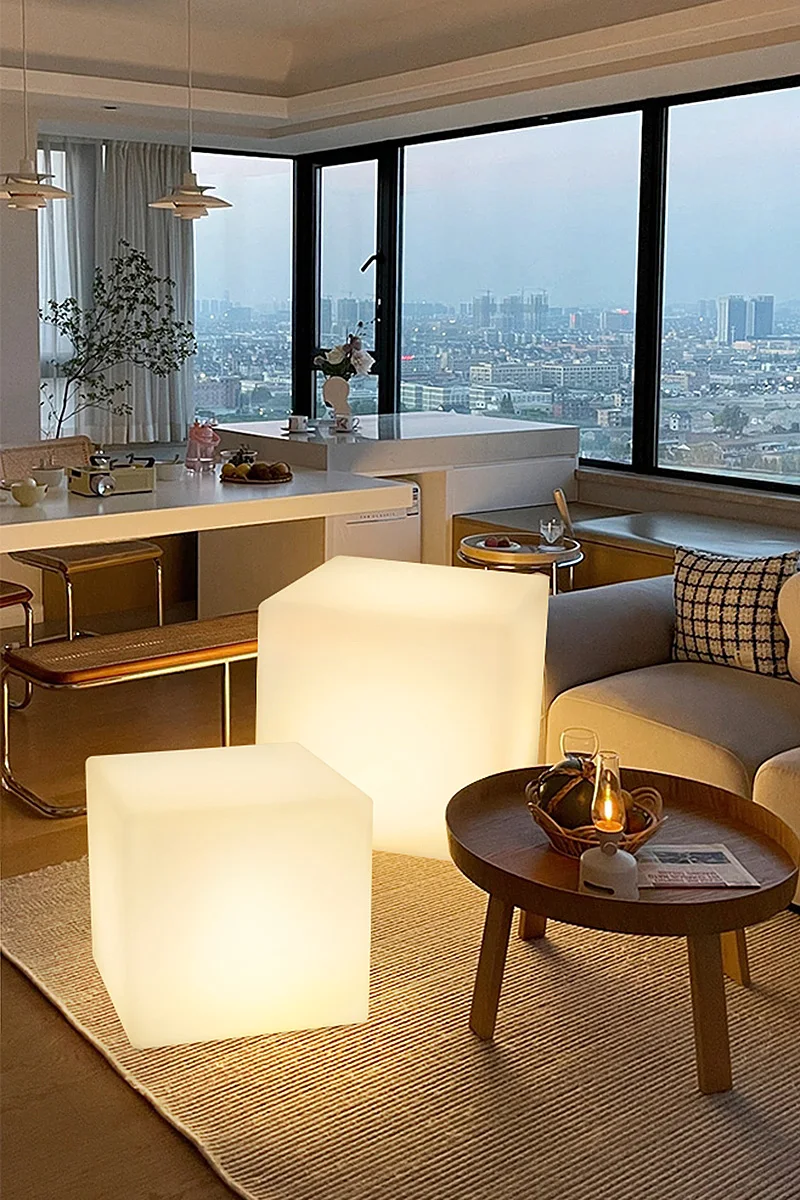 Creative Cube Seat For Outdoor Lounge Glowing Waiting Bench Portable ...