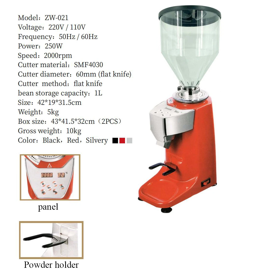 Commercial Coffee Grinder Machine With 60mm Flat Cutter And Led Screen ...