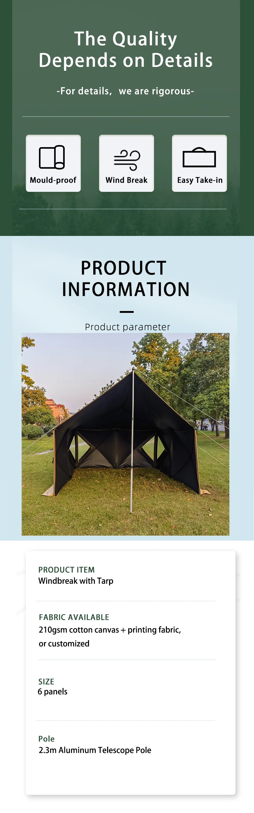 Outdoor Foldable Quick-set Canvas Screen Hub Pop-up Camping Hiking ...