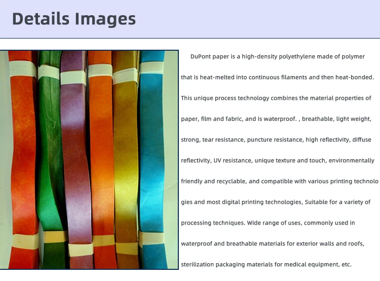 Customized Popular Printable High Quality Colored Dupont Tyvek Paper ...