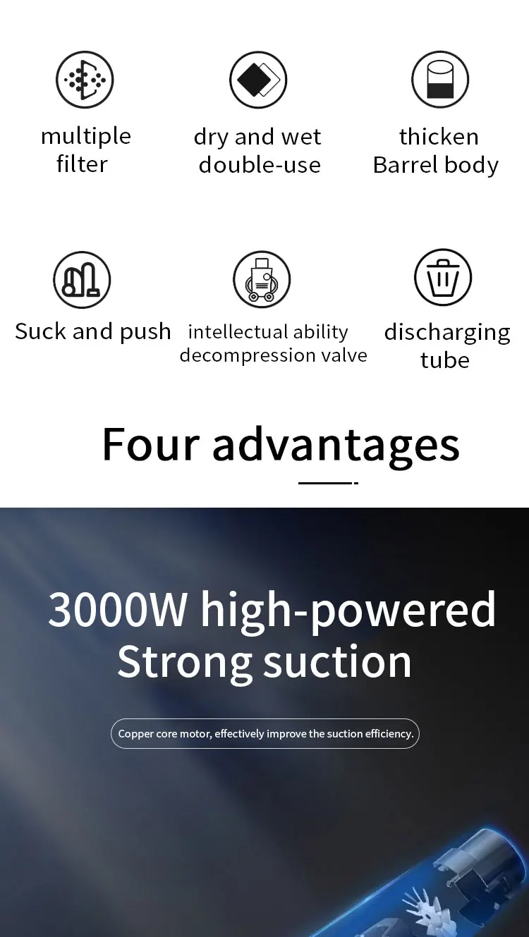 3000W Industrial Vacuum and Water Suction Machine for Commercial Use