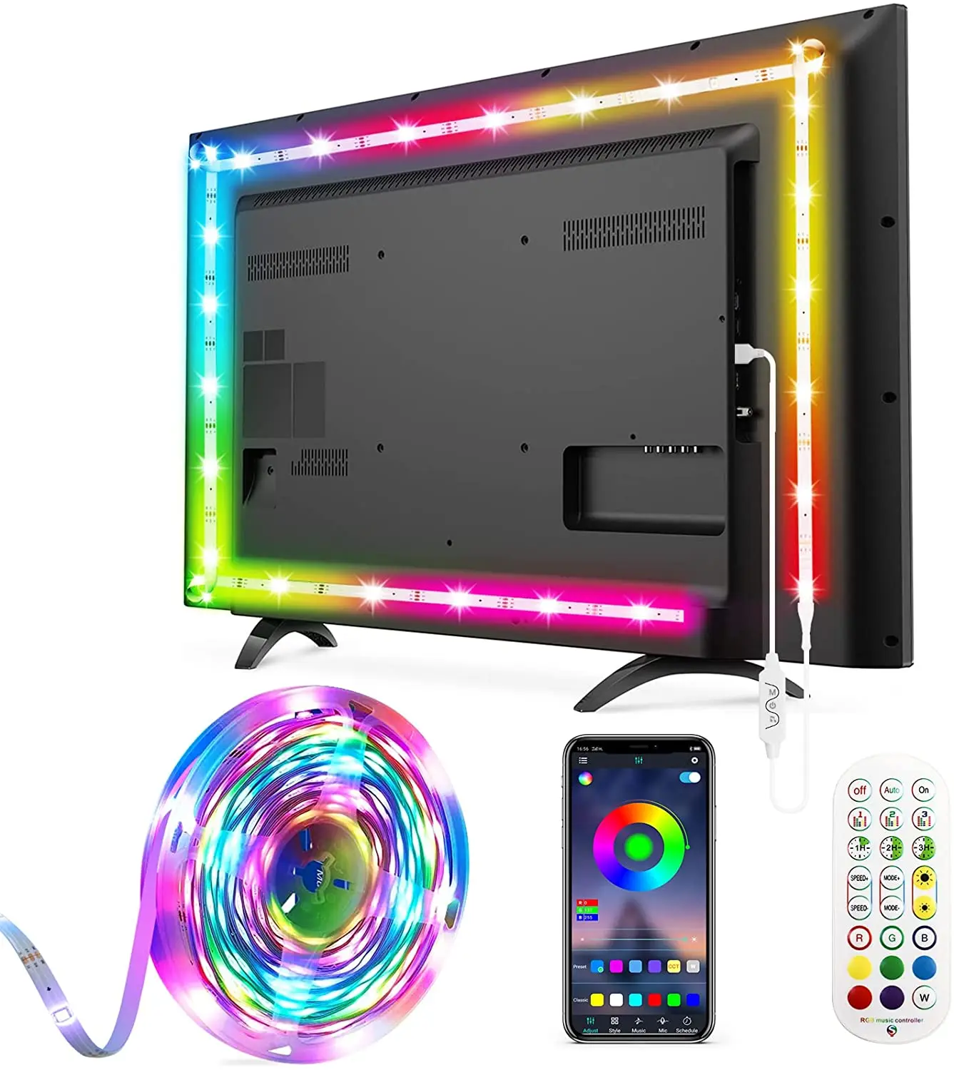 Rgb Usb Powered Tv Led Backlight With App And Remote,Music Tv Led ...
