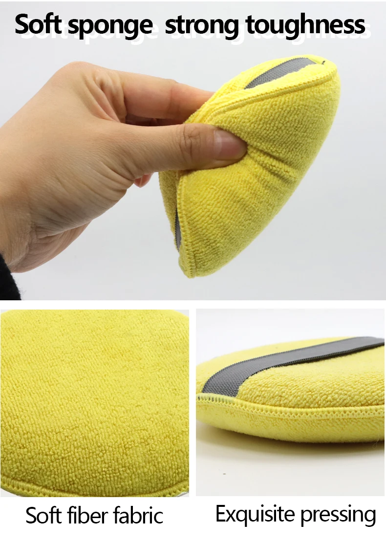 Hand Held Buffing Sponge With Elastic Strap Oem Microfiber Car Waxing ...