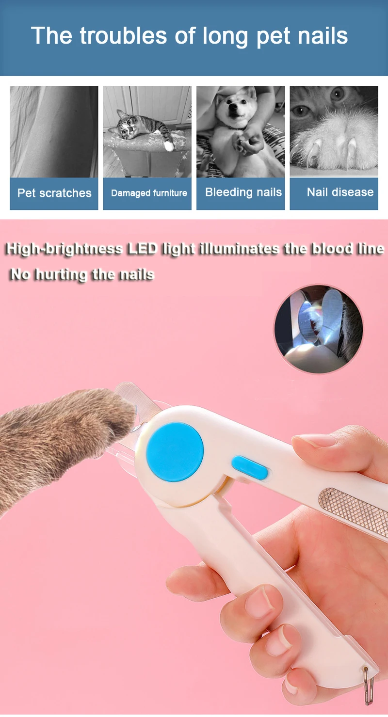 Private Label Custom Dog Nail Trimmer Pet Nail Clipper With Led Light ...