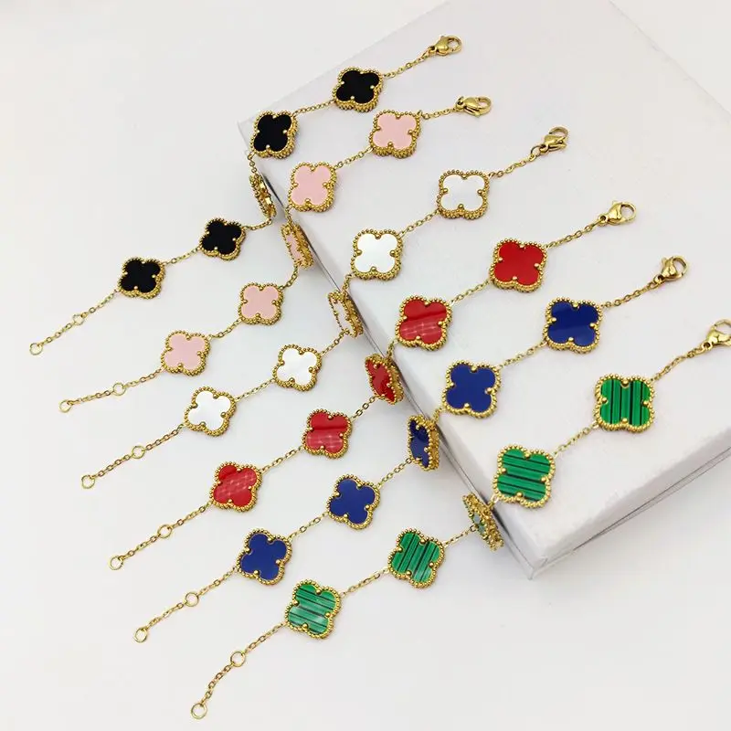 15mm Gold Plated Stainless Steel Double-sided Four Leaf Clover Jewelry ...