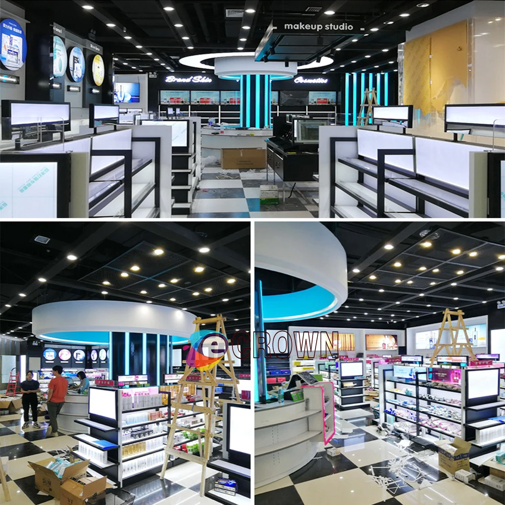 Modern Stainless Steel Floor Cabinet Aluminum Glass Smart Store Counter ...