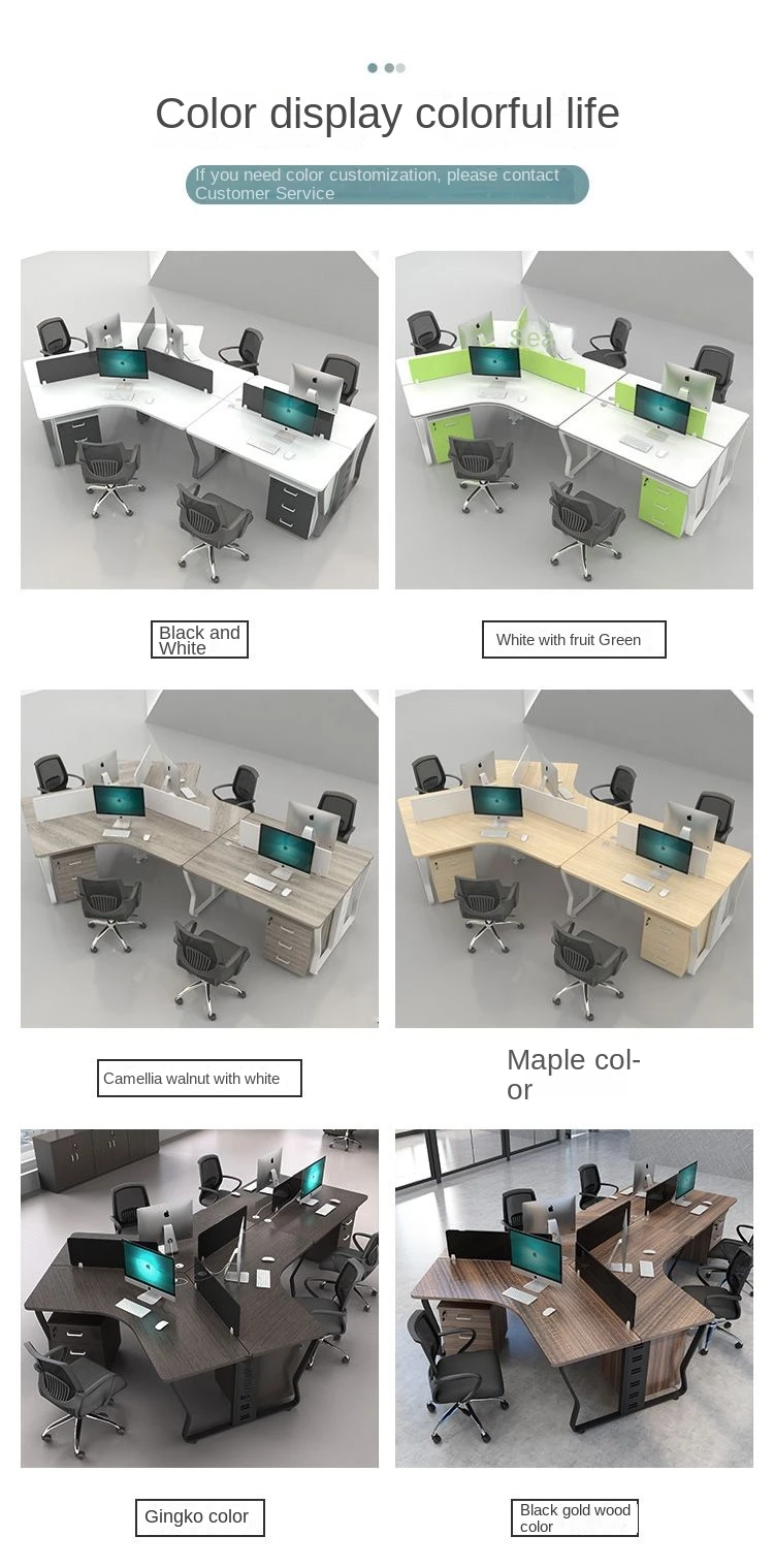 Metallic Frame Wooden Office Workstation Desk Elegant White Staff ...