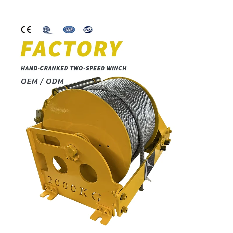 Hand-cranked two-speed winches with worm gear drive manufacturers ...