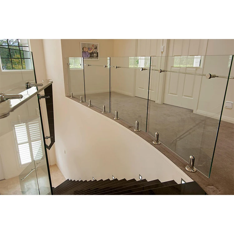 Modern Style Indoor Glass Balustrade Railing Spigot Curved Glass ...