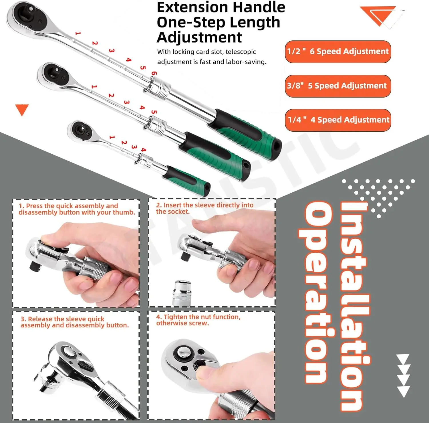 Telescopic Ratchet Wrench Quick Release Wrench Tool Accessory ...