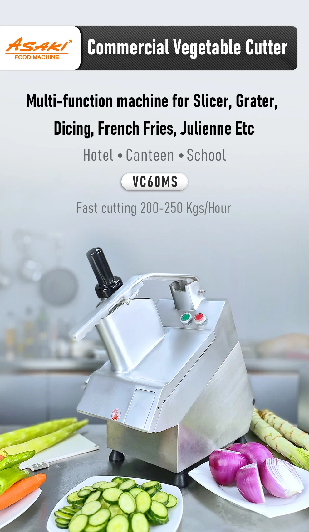 ASAKI Electric Vegetable Slicer - Multifunctional Food Processor