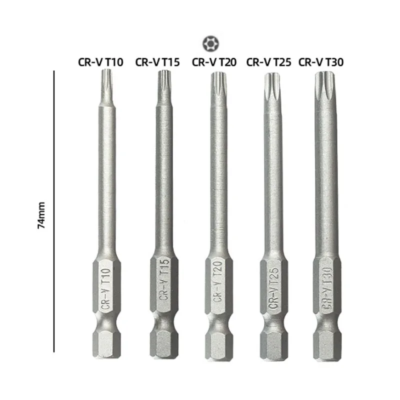50pcs Extra Long Reach Bit Set 75mm Security Screwdriver Bits Torx Star Hex Square Spanner Bit ...