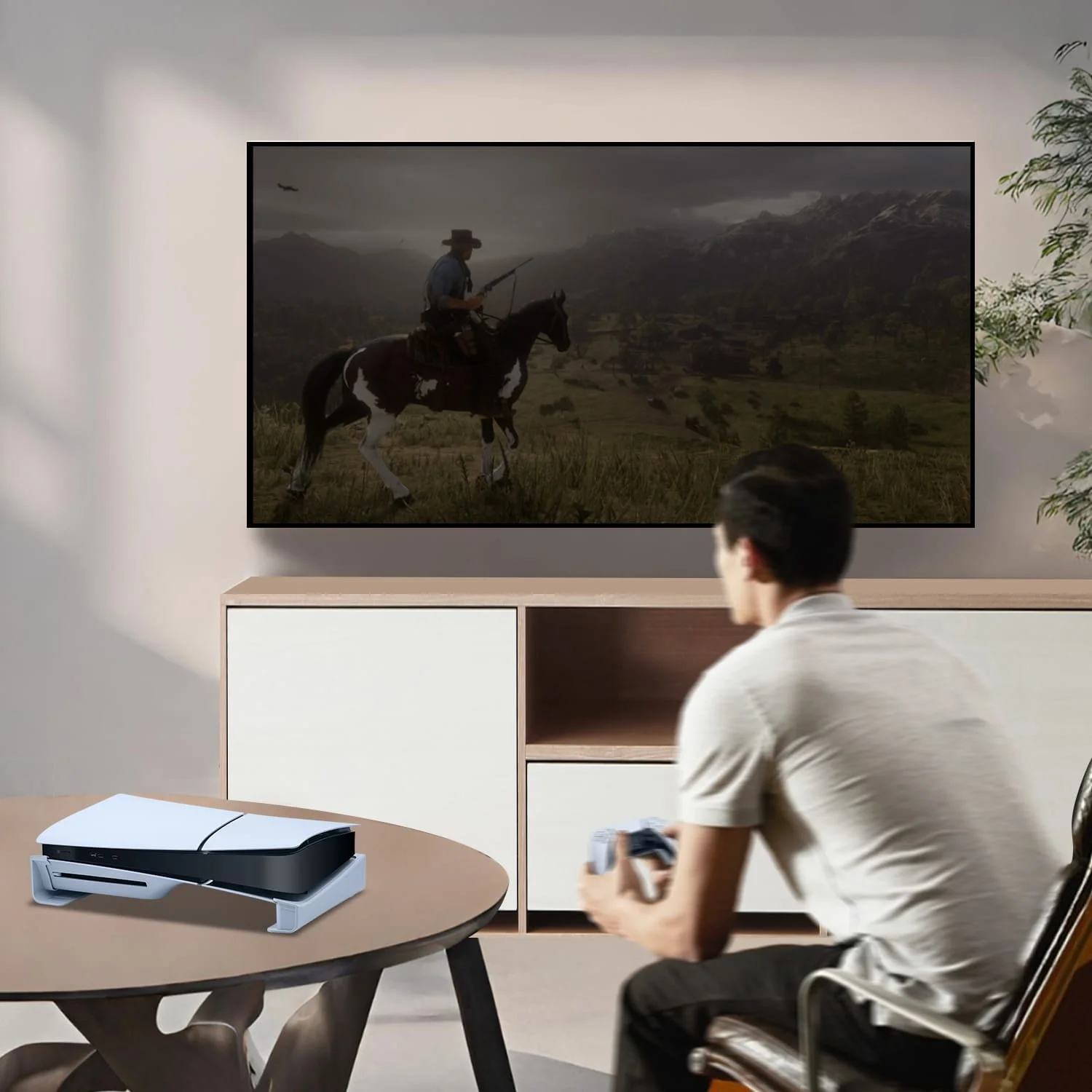 Aolion Horizontal Stand For Ps5 Slim Protective Base For Ps5 Slim De ...