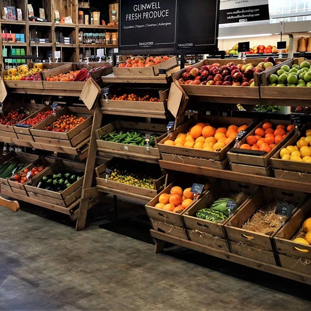 Wooden Supermarket Bulk Food Display Shelf With Acrylic Box for grains ...