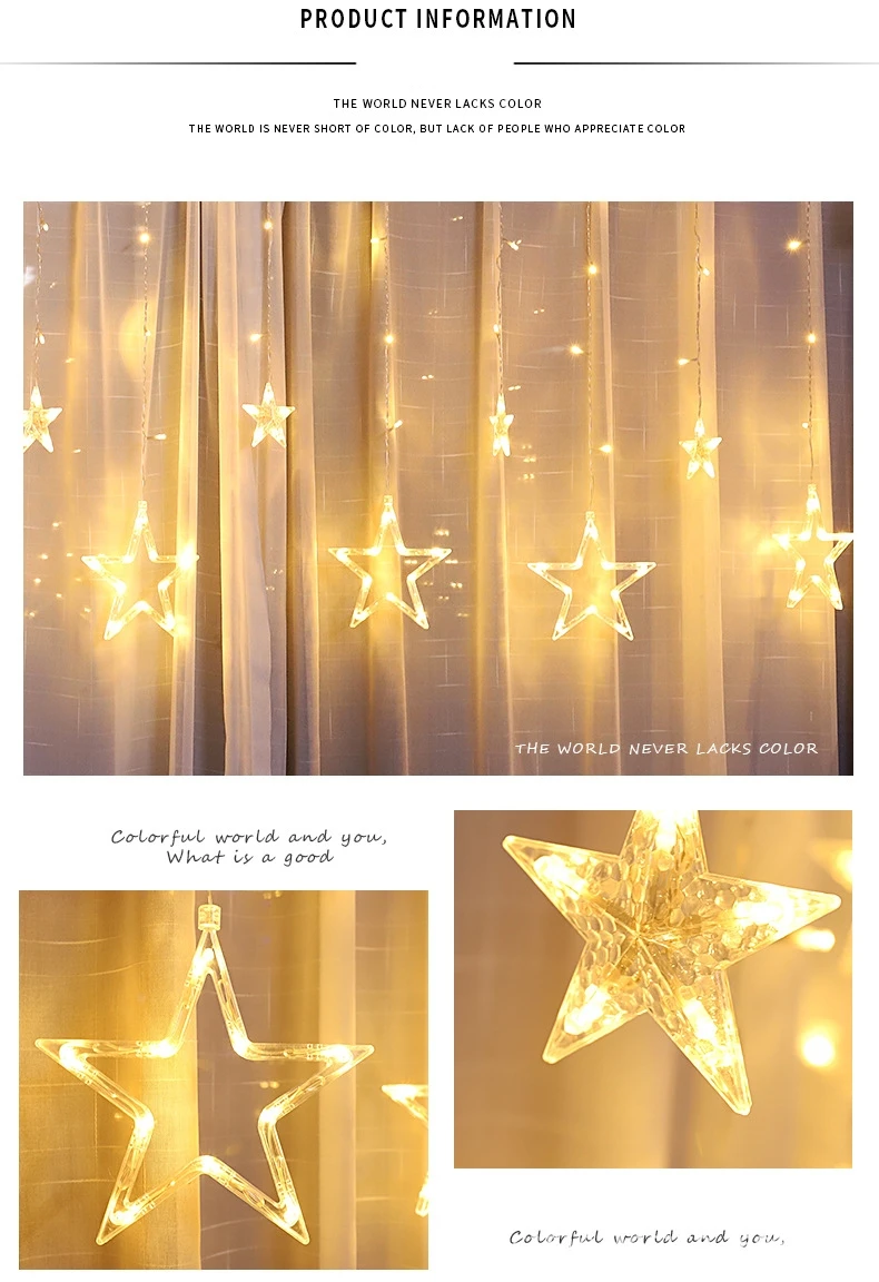Star Curtain String Lights - 8 Modes of Romantic Warm White