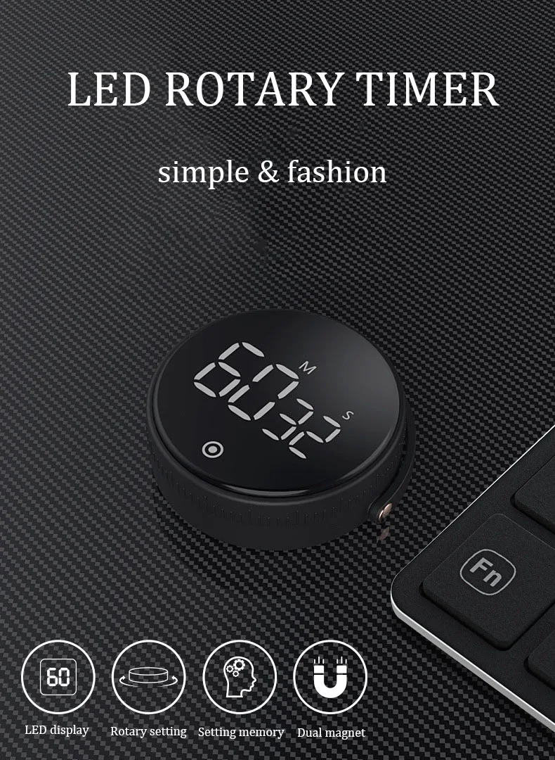 EMAF Rotate Digital LED Timer - Adjustable Volume & Durability