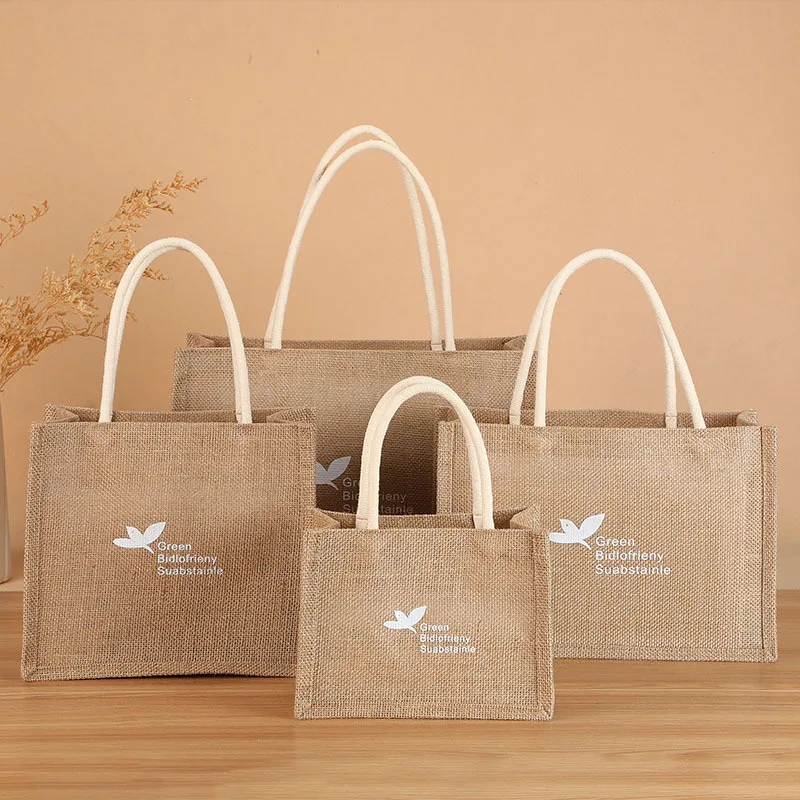 Reusable Eco-friendly Jute Bag Custom logo Natural Jute Shopping Bags ...