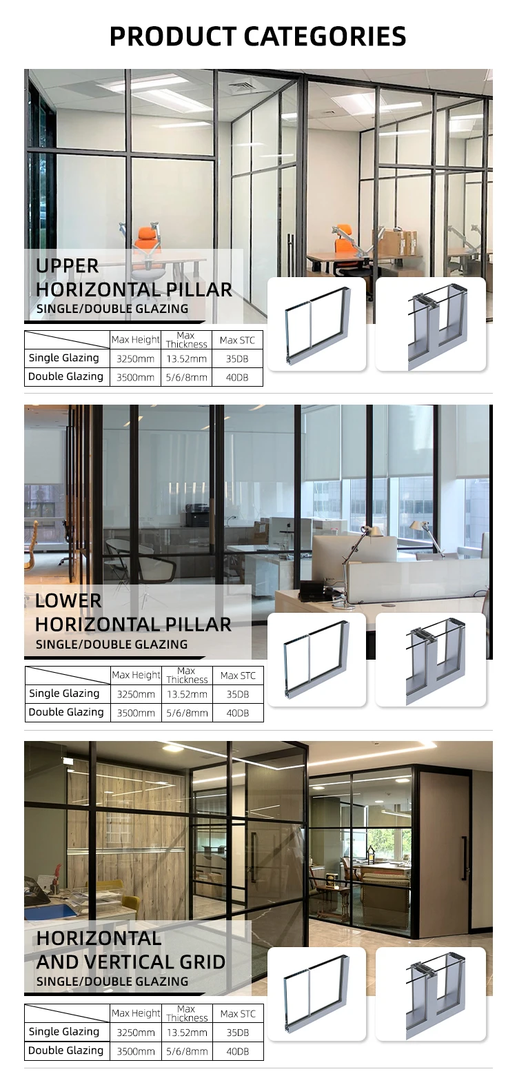 Full View Double Layer Glass Office Wall Partition Home Office Apartment Office Building ...