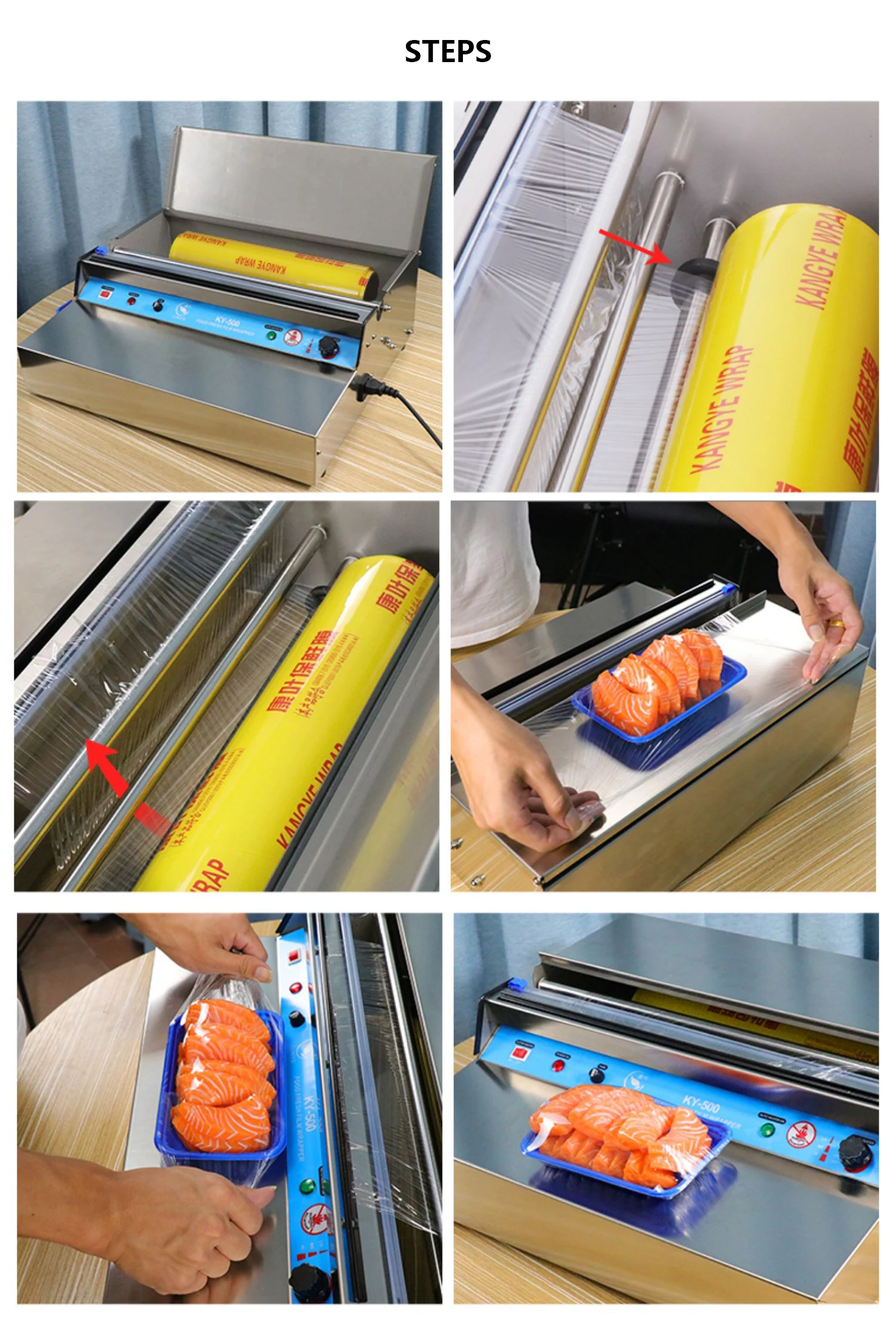 18" 450mm Hand Wrapping Machine Film Wrapper for Food Fruit Tray Food ...