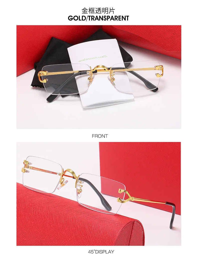 Mejores 2452233 Small Square Rimless Wooden Sunglasses 2022 New Custom ...