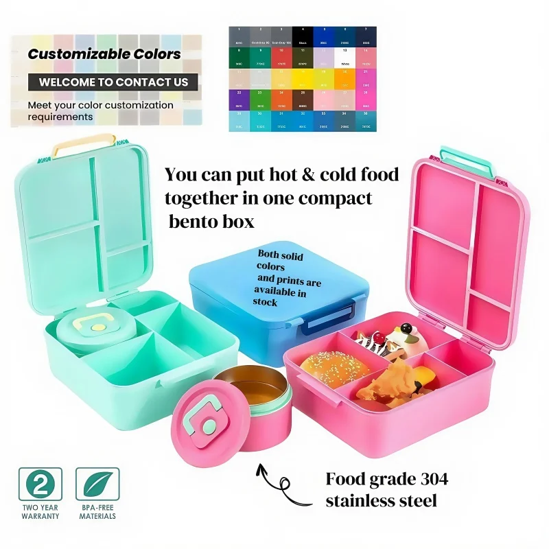 Custom Logo Food Grade Leak Proof Kids Lunch Box Plastic Bento Lunch ...