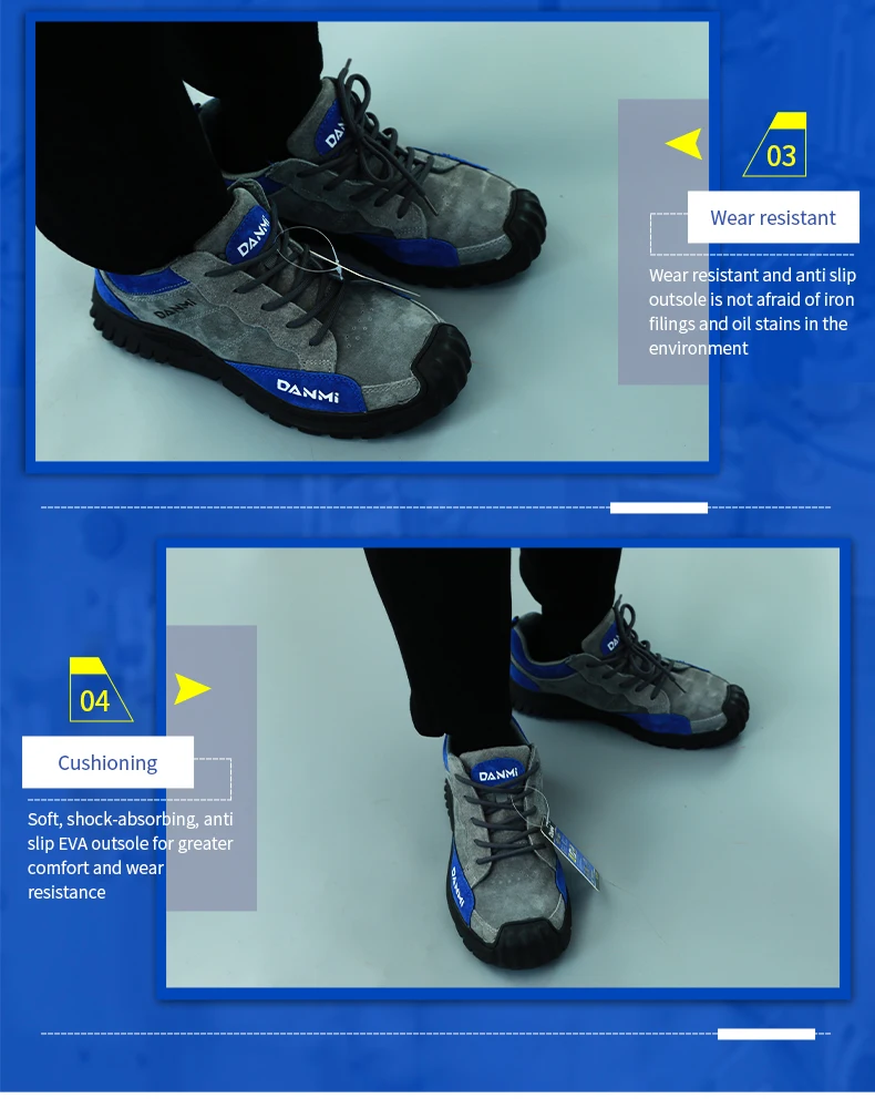 Kevlar insole and cow split leather safety shoes Water-proof front and ...