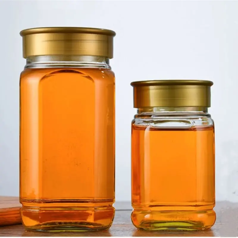 Cheap Octagonal Glass Bottle Honey Jar 380ml 730ml Candy Jar Glass Jar ...