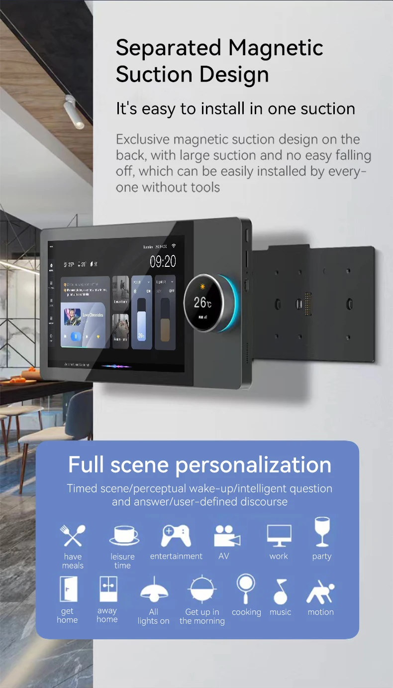Smart Home Control Panel - 8 Inch Touch Screen Wall Switch