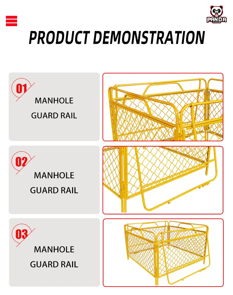 Yellow Manhole Pit Barrier Guard Fence Support Arm Gives Guardrail ...