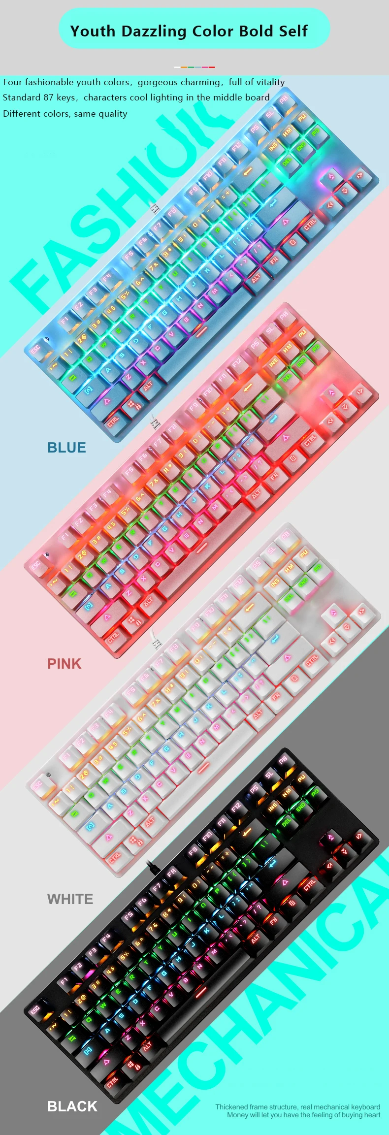 Csx K7 Aikun Gx9870 Wired 7l Rgb Backlight Gaming Keyboard Mechanical ...